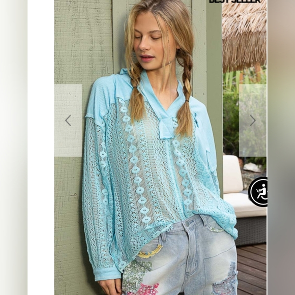 POL | Tops | Nwot Pol Blue Top With Elegant Lace Detailing | Poshmark